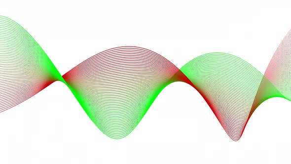 Green Red Color Shape Line Wave Animated On White Background, Motion ...