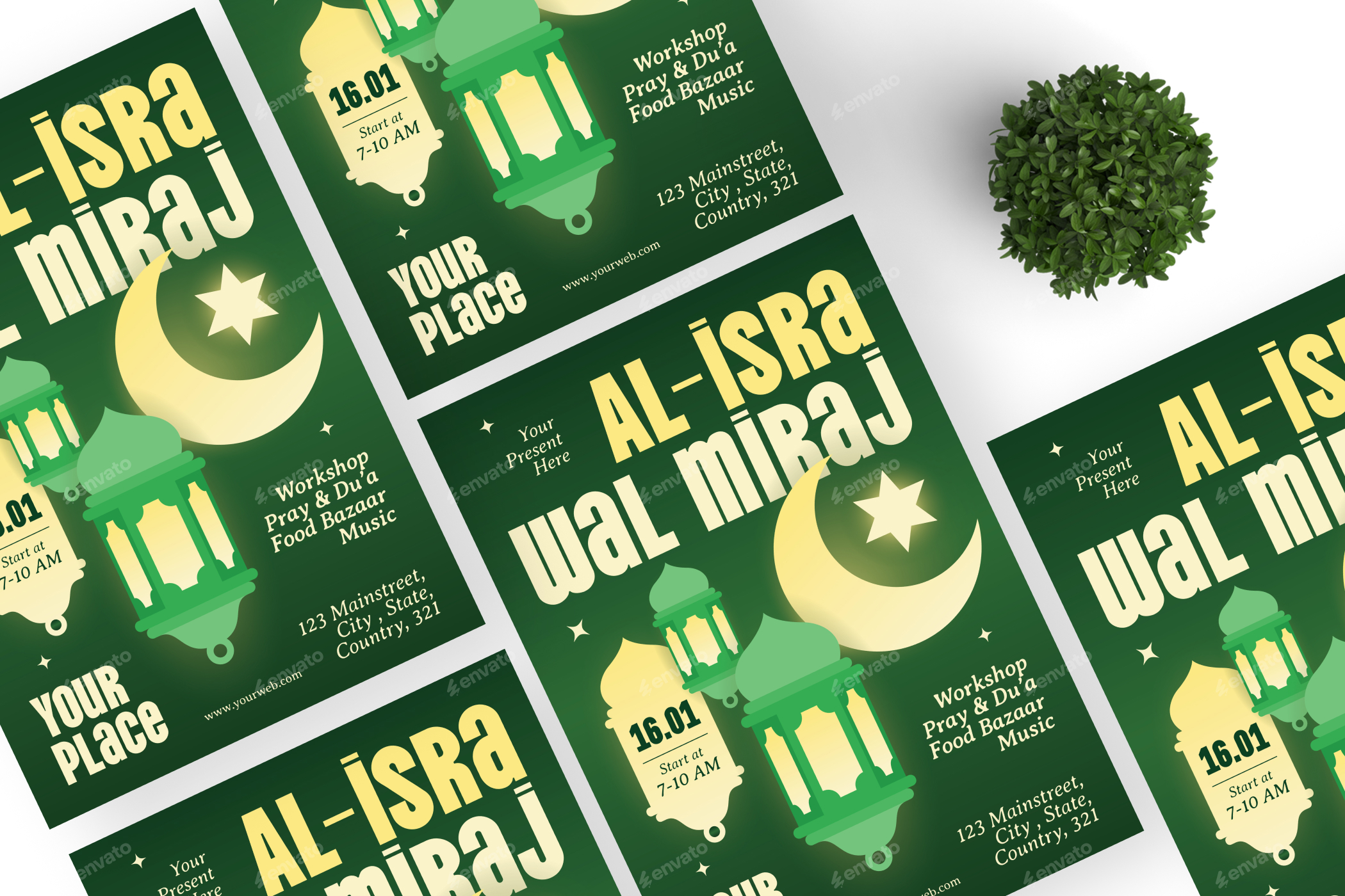 Isra Miraj Lantern - Flyer Set, Print Templates | GraphicRiver