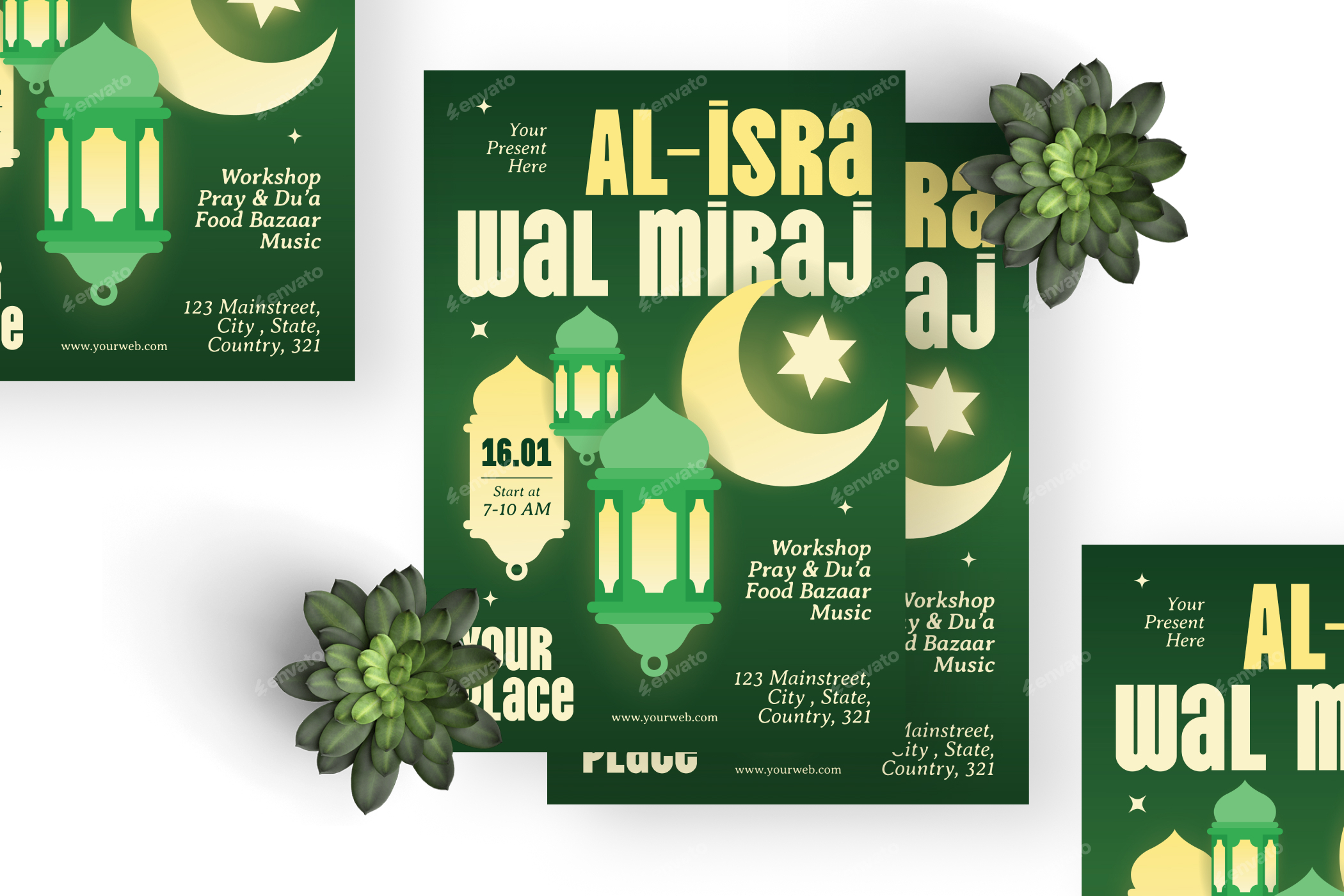 Isra Miraj Lantern - Flyer Set, Print Templates | GraphicRiver