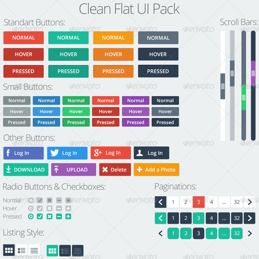 Clean Flat UI Pack, Web Elements | GraphicRiver