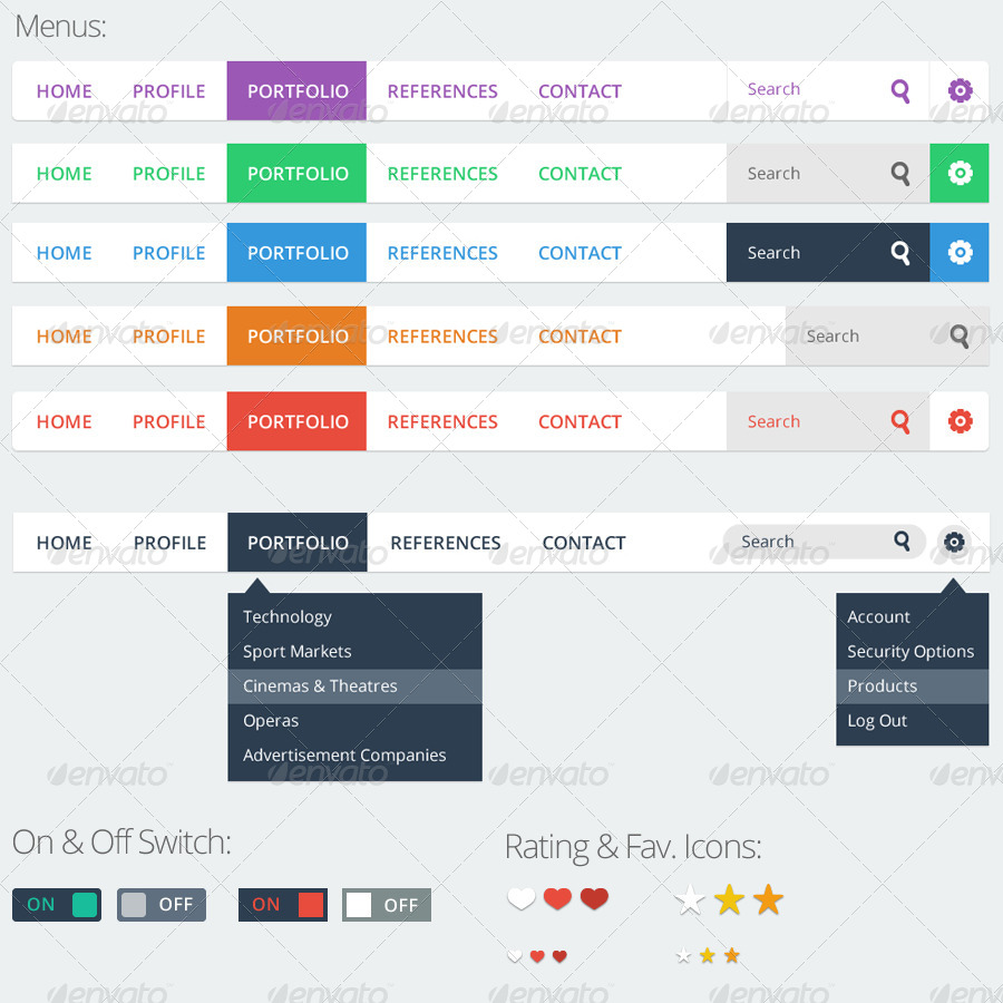 Clean Flat UI Pack by sontango | GraphicRiver