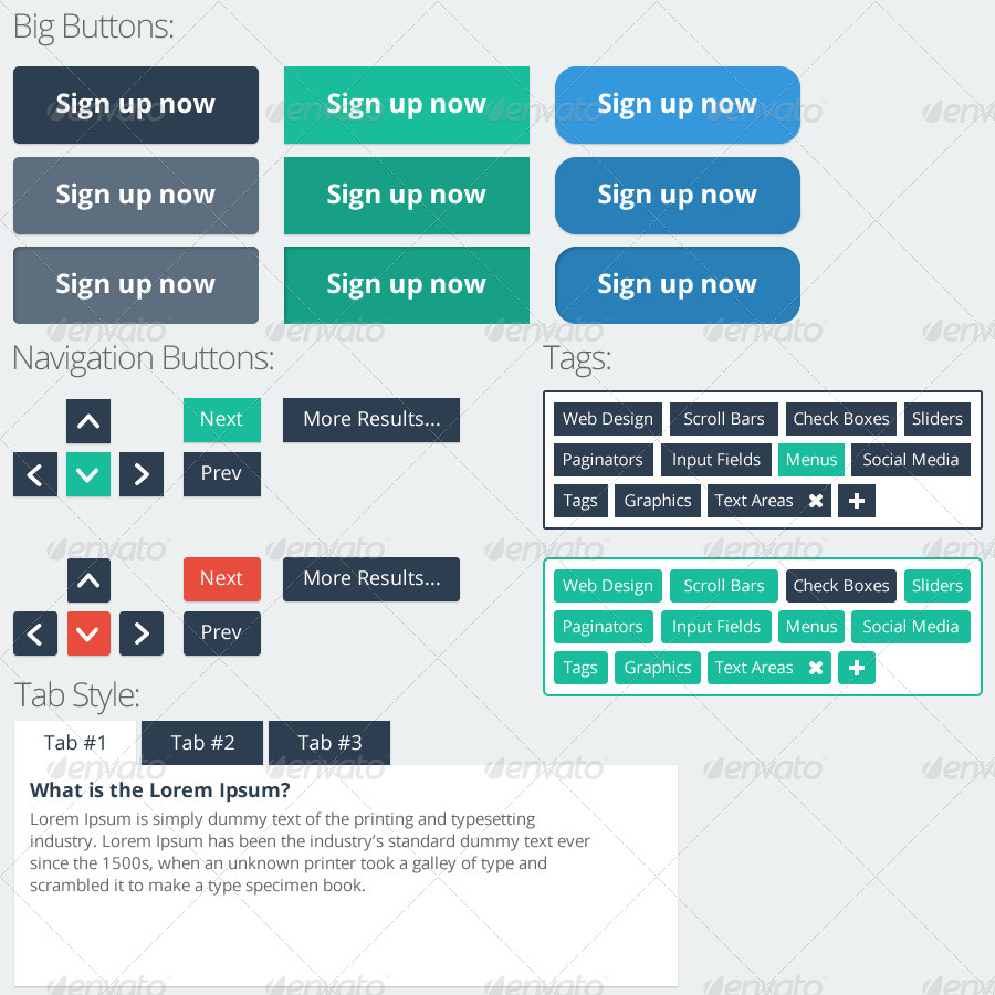 Clean Flat UI Pack, Web Elements | GraphicRiver
