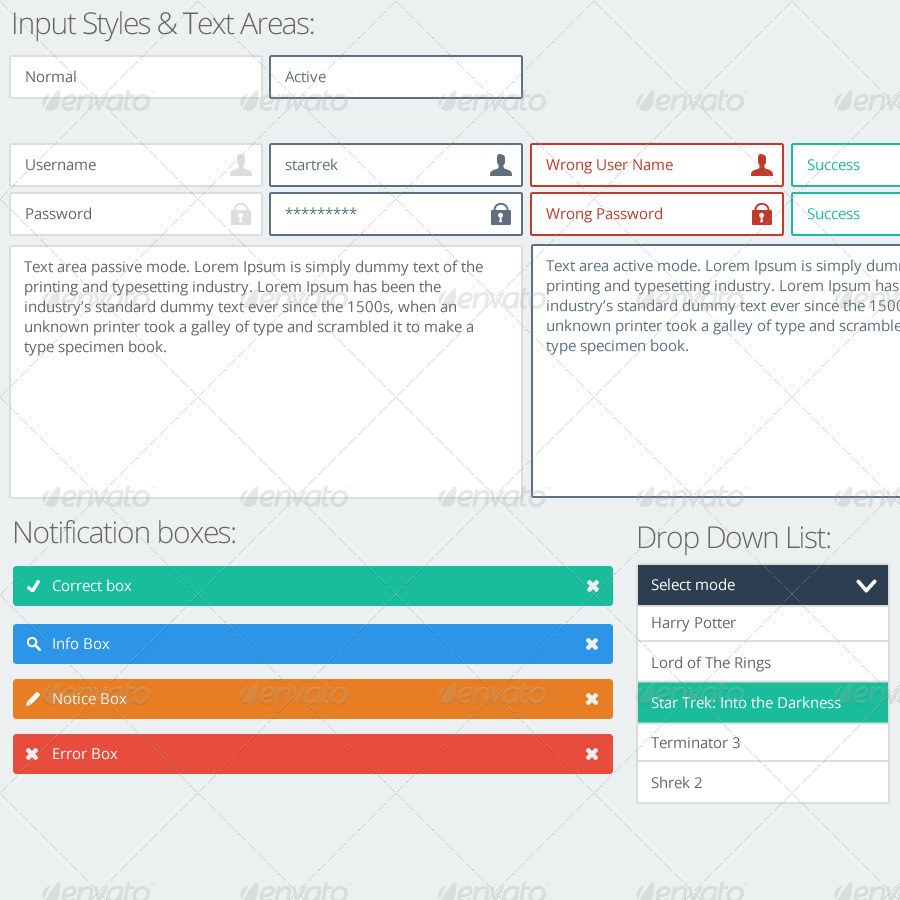 Clean Flat UI Pack, Web Elements | GraphicRiver