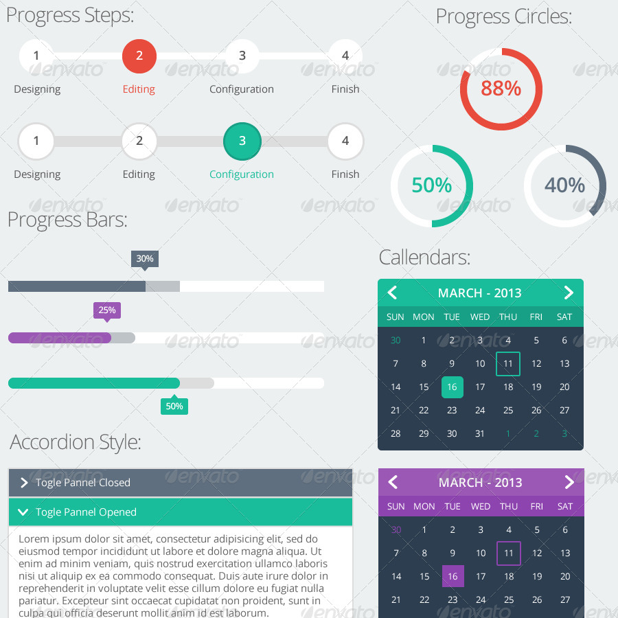 Clean Flat UI Pack, Web Elements | GraphicRiver