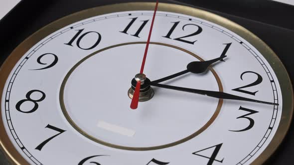 Vintage Wall Clock with Moving Second Hand on White Circular Dial ...