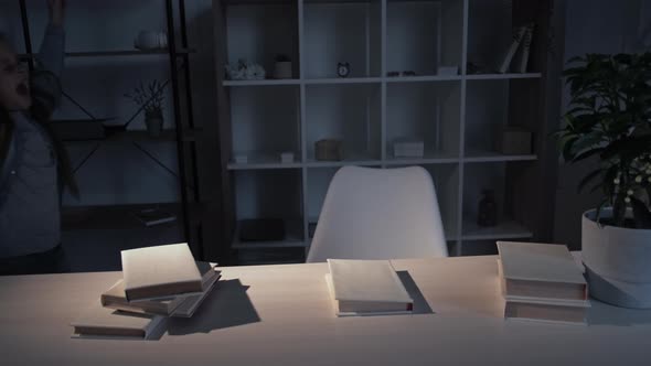 School Homework Study Overload Girl Reading Book, Stock Footage | VideoHive