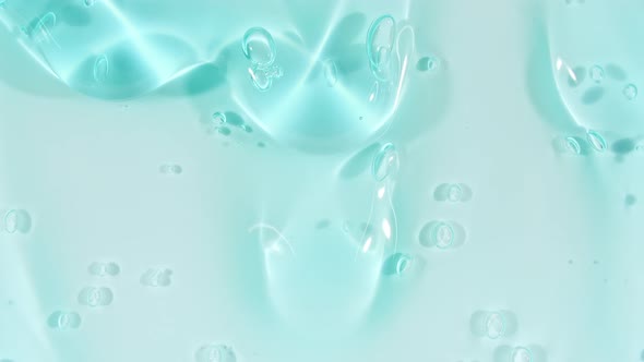 Transparent Blue Liquid Gel Cream with Micro Bubbles As It Slowly ...
