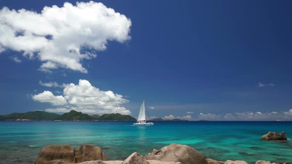 Catamaran Sailing Between Islands, Stock Footage | VideoHive