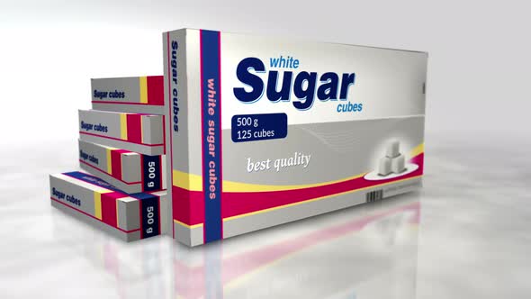 Sugar cubes pack box abstract concept 3d rendering, Motion Graphics