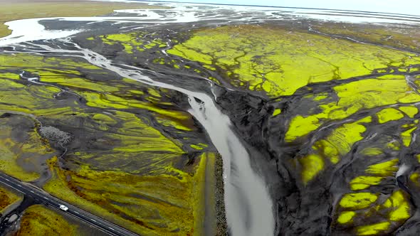 Aerial View of Glacier River Delta in Iceland, Stock Footage | VideoHive