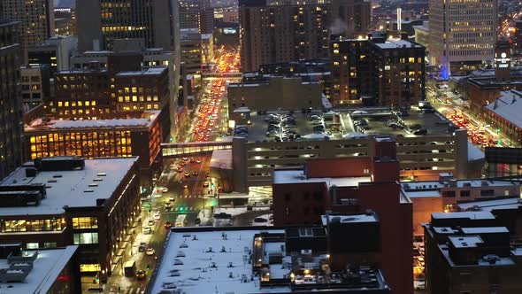 Flyover Minneapolis - Traffic lights at Dusk , Stock Footage | VideoHive