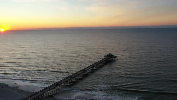 Sunset Scenery At Pier 101 Fishing Beach In South Carolina, USA ...