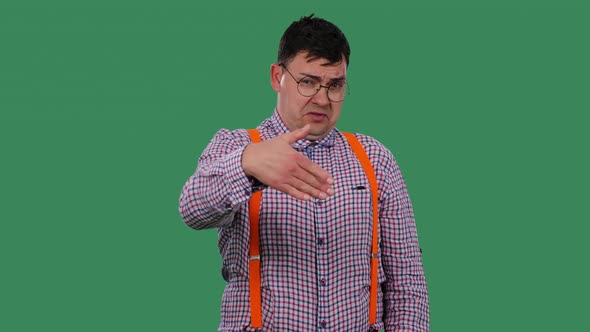 Portrait of a Man Looking at Someone and Waving His Hand Showing a Go ...