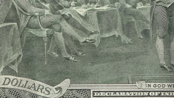 2 USD close-up motion. Two cash american dollars macro view background ...