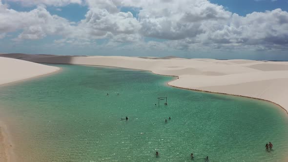 Brazilian landmark rainwater lakes and sand dunes. Lencois Maranhenses ...
