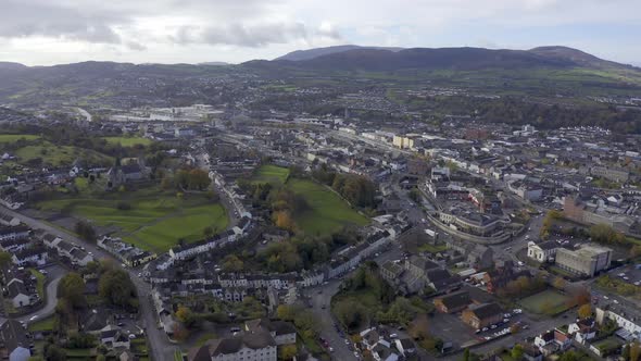 Aerial flyover of Newry city in Northern Ireland, Stock Footage | VideoHive