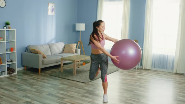 Woman Is Doing Cardio Workout Using Fitball, Stock Footage | VideoHive