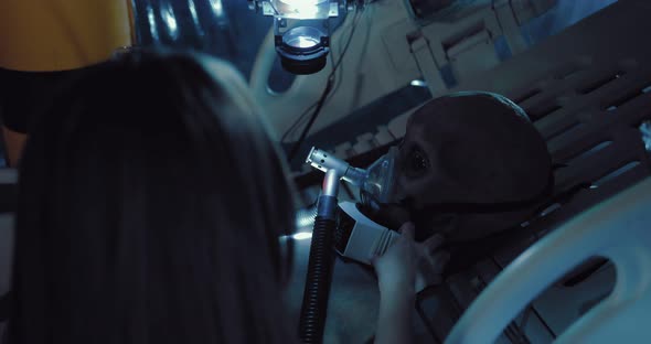 Scientist Touches the Sensors of the Alien, Stock Footage | VideoHive