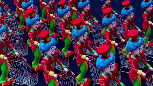 4K fun animation of clowns shopping, Motion Graphics | VideoHive