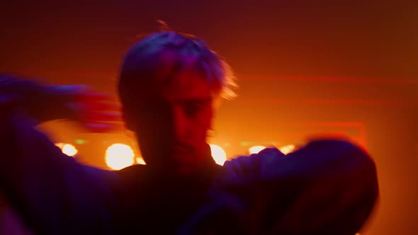 Group Breakdancers Performing Dance in Club Closeup, Stock Footage