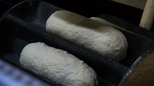 Making of Bread in the Bakery Factory. Loaf of Bread on the Production ...