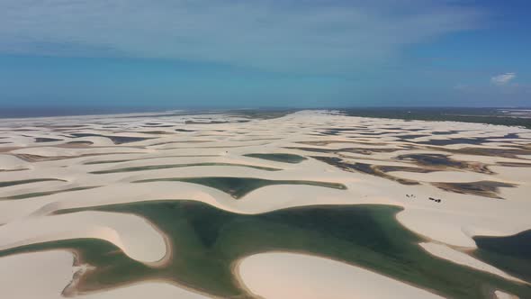 Brazilian landmark rainwater lakes and sand dunes. Lencois Maranhenses ...