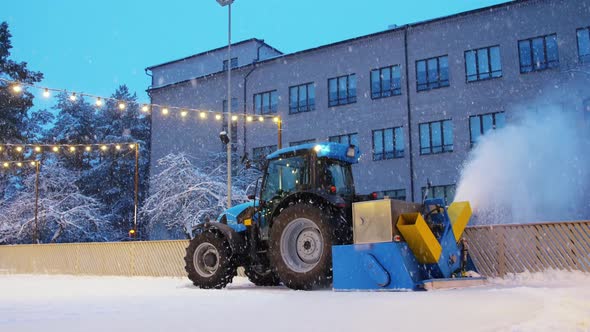 Tractor with Ice Resurfacer on Skating Rink, Stock Footage | VideoHive