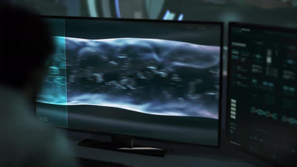 Scientist conducting biological research using modern scanner system ...