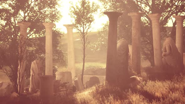 Ancient Roman Ruins with Broken Statues, Motion Graphics | VideoHive