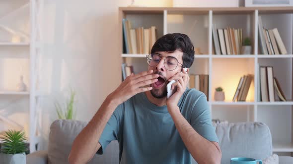 Boring Phone Call Annoying Conversation Tired Man, Stock Footage ...