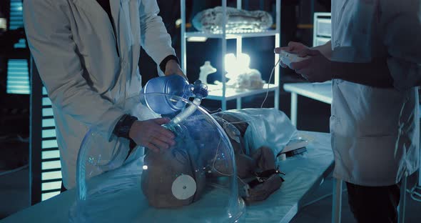 Lab Technicians Hooked Up the Alien to the Sensors and the Apparatus ...