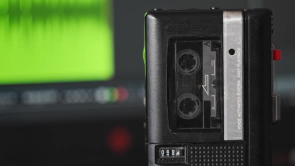 Portable Tape Recorder Records Sound or Interviews on a Mini Cassette ...