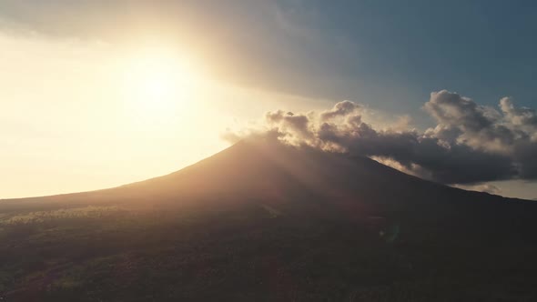 Aerial Sunset Over Volcano Erupt, Stock Footage | VideoHive