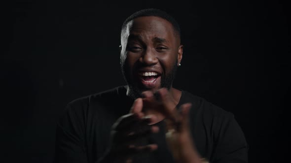 Winner Afro Guy Clapping Hands Indoors, Stock Footage | VideoHive