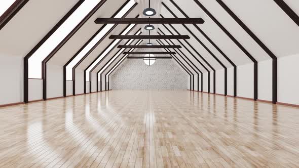 3D Animation of a bright empty attic apartment, Motion Graphics | VideoHive