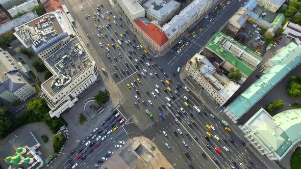 Areal View of the Highway Crossroad in Moscow Russia, Stock Footage