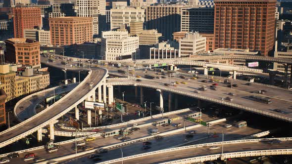 View to the Motorway Intersection in New York A Lot of Road Crossings ...