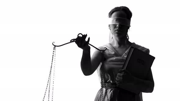 Young Woman in Costume of Themis in a Grimm Matching Color of Statue ...