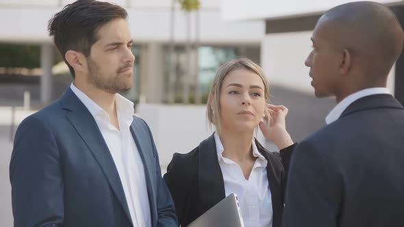 Professional Young Business People Talking Outdoor, Stock Footage ...
