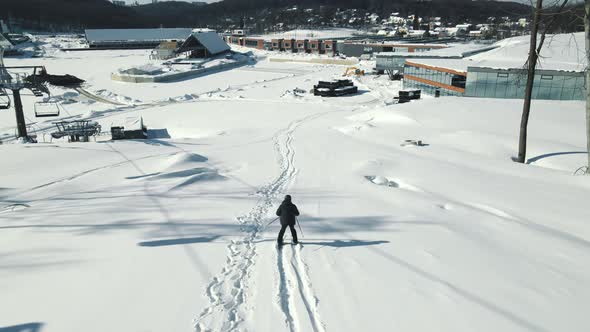A Novice Skier Learning to Ski on a Freeride Track, Stock Footage ...