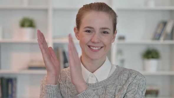 Portrait of Appreciative Young Woman Clapping, Stock Footage | VideoHive