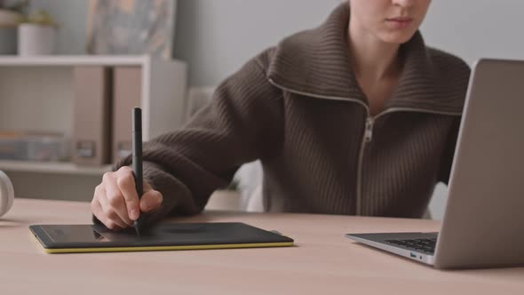 Woman Drawing on Graphics Table, Stock Footage | VideoHive