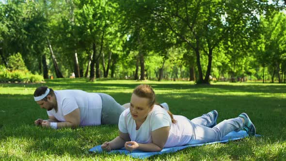 Fat People Doing Plank Exercise, Overcoming Laziness and Exhaustion ...