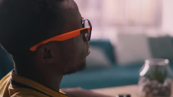 Black Male Using Computer in Home Office, Stock Footage | VideoHive