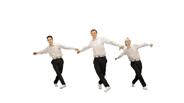 Happy Successful Office Workers Dancing on White Background, Stock Footage