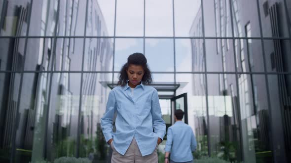 Concerned Executive Manager Reflecting Business Ideas in Busy Urban ...