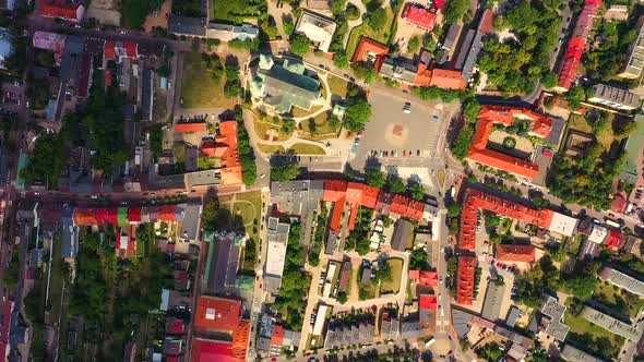 Landscape of the old town from the air with the visible. View on ...