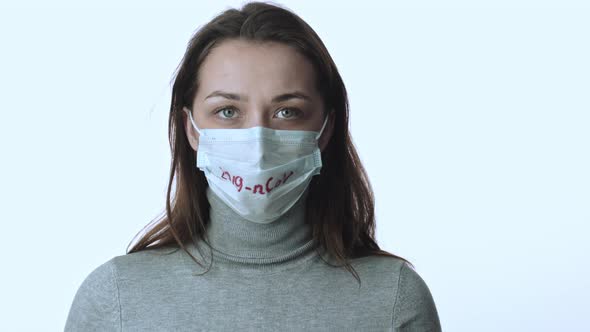 Choking Girl in Medical Mask Nervously Tears It Off, Takes Breaths of ...
