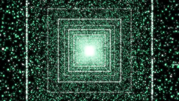 Green Sparkles Created From Light Of Cyber Data Tunnel On Digital ...