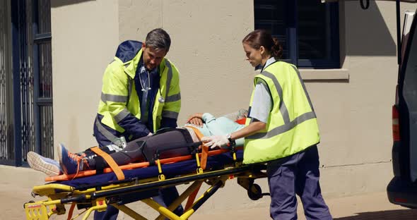 ambulance team carried the injured woman, Stock Footage | VideoHive